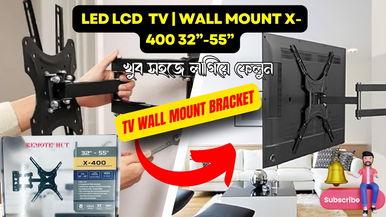 How To Install LED LCD TV | Wall Mount X-400 32”-55” | TV Mount | For ...