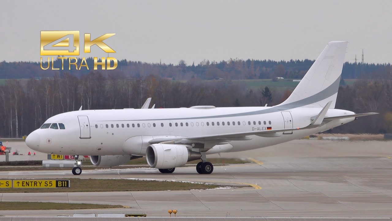 (4K) Airbus ACJ319 A319-115/CJ from K5 Aviation D-ALEX arrival at ...