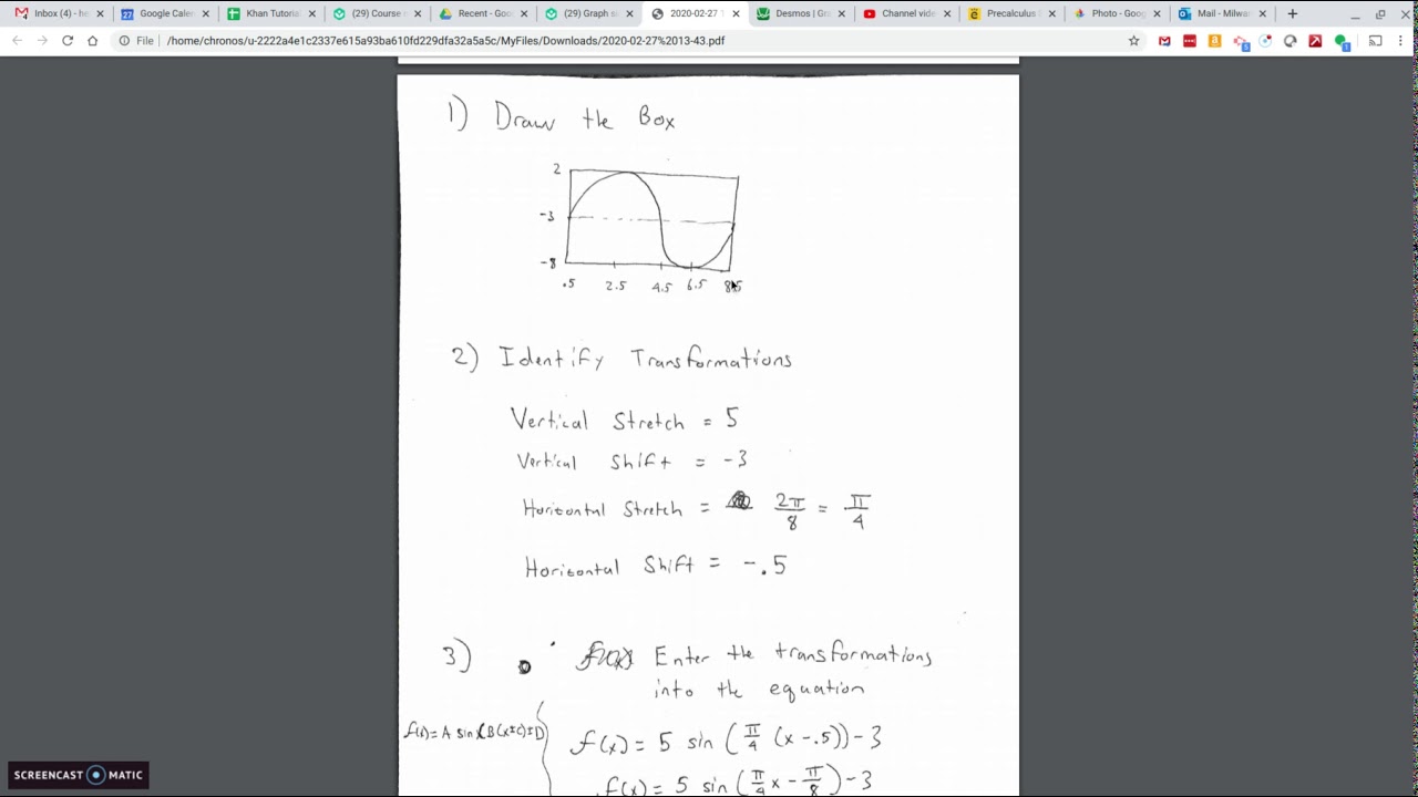 Graph Sinusoidal Functions Phase Shift 2 27 20 YouTube Graph Sinusoidal Functions Phase Shift 2 27 20 YouTube