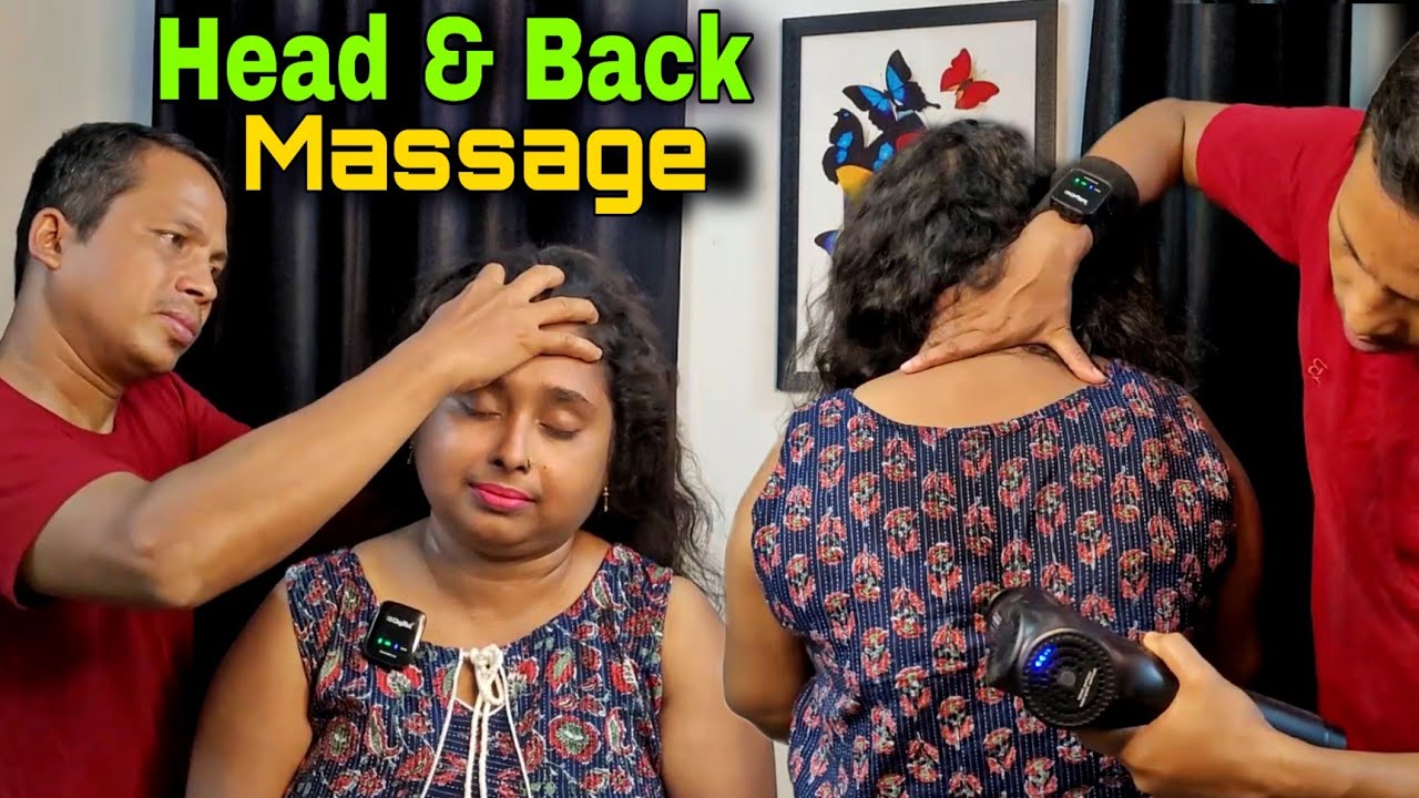 Head and Back Massage | ASMR Relaxing Massage | Ear & neck cracking 💆‍♀ ...