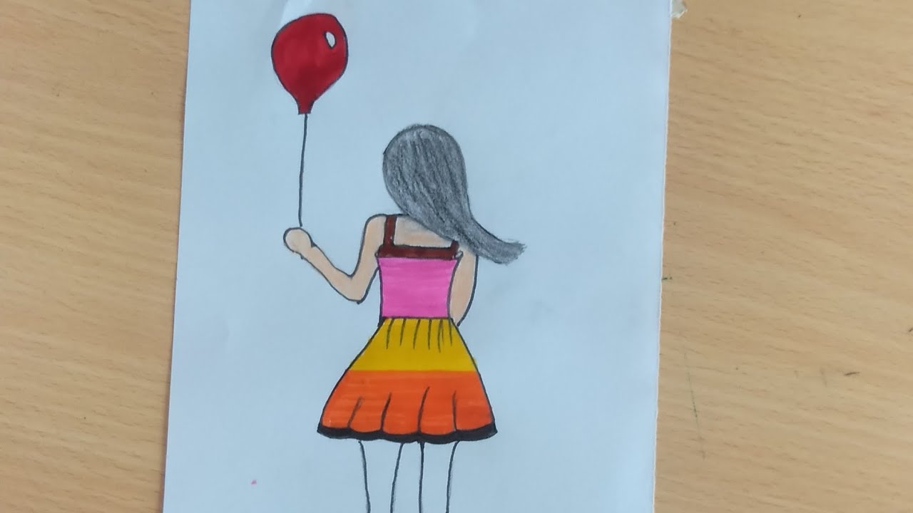 Beautiful girl drawing ||easy drawing || colourfull drawing || step by ...
