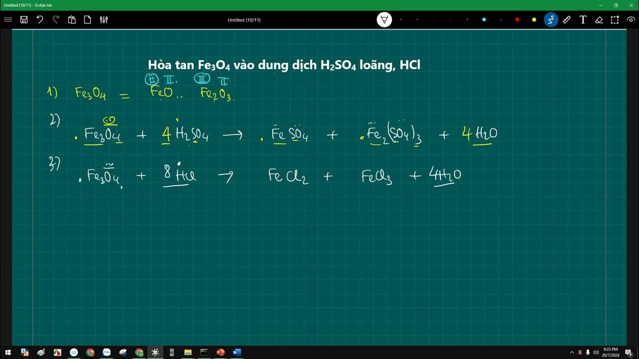 Hòa tan Fe3O4 vào dung dịch H2SO4 loãng - YouTube