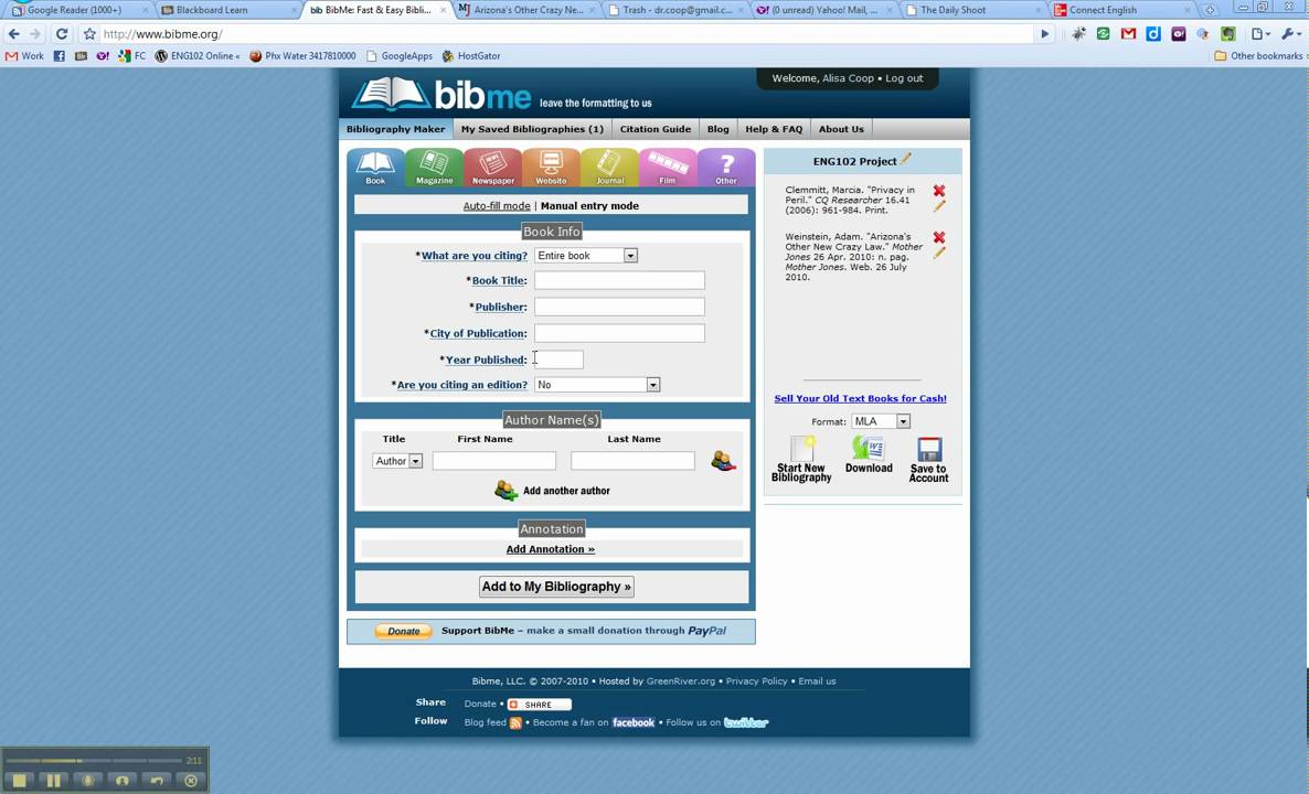 ENG102: Setting Up BibMe for Assn. #1 - YouTube