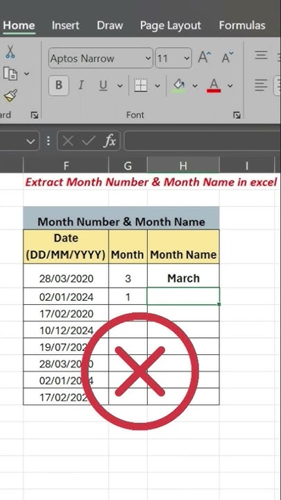 Extract Month Name and date #excel #shorts #exceltutorial #excelgyan - YouTube