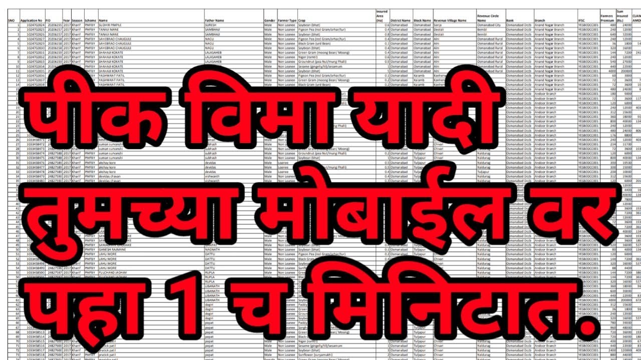 खरीप पीक विमा २०१७ यादी पहा १ च मिनिटात II how to check pik vima list II pik vima yadi kharip ...