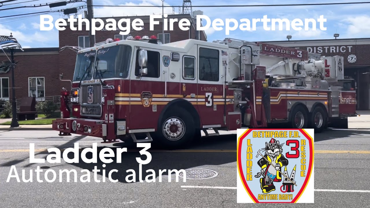 Bethpage Fire Department Ladder 3 responding to a automatic fire alarm ...