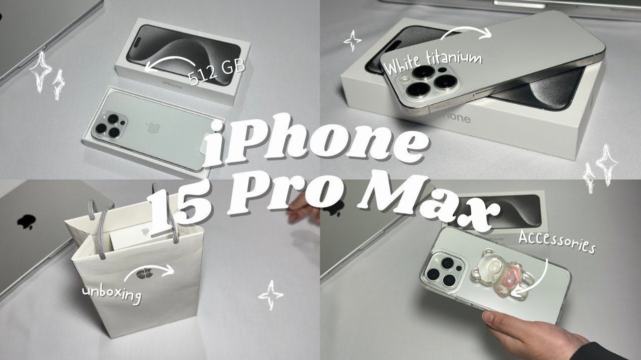 iPhone 15 pro max 512 GB (white titanium) 🤍 | unboxing + accessories ...