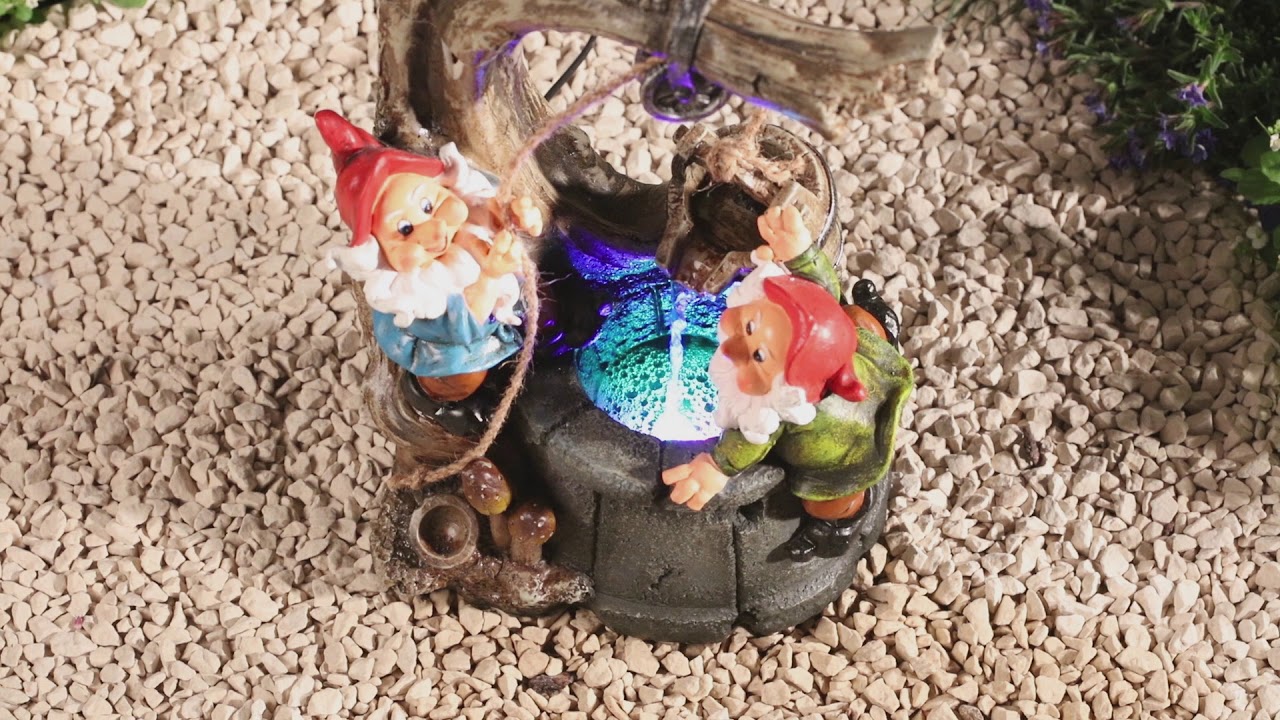 Serenity Gnome Wishing Well Water Feature - YouTube