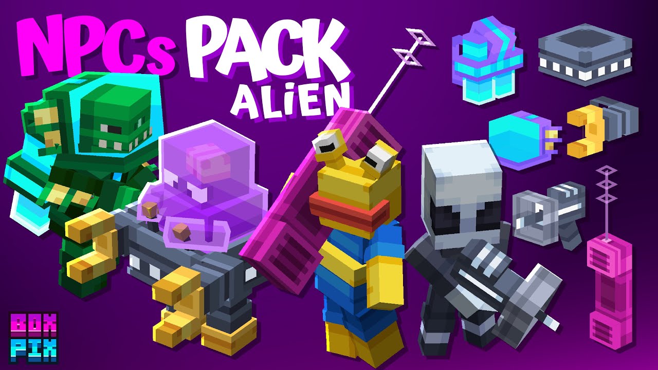 NPCs Pack Alien - Minecraft Model (MythicMobs, ModelEngine) - YouTube