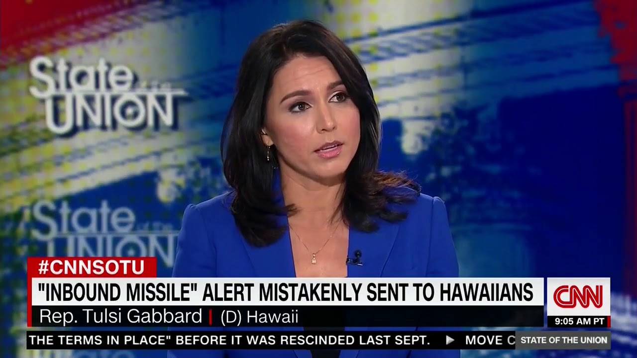 Rep. Tulsi Gabbard Discusses False Missile Alert with CNN's Jake Tapper ...