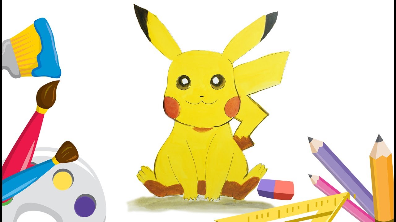 How To Draw Pikachu with color | Sumo Coloring Pages for Kids | Art ...
