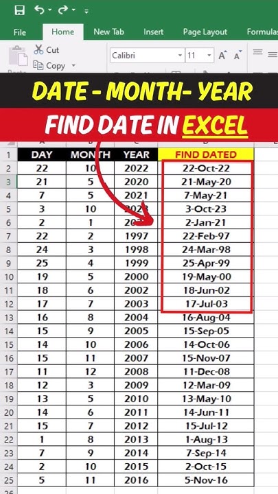 Find Date For Multiple Column Day Month Year Make Date In Excel Exceltech Excelworld Youtube