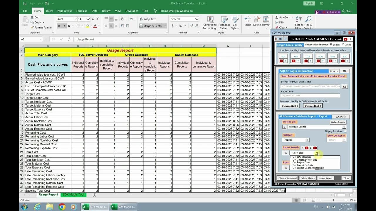 Primavera Excel SDK Magic Tool v_041 Pojects Defaults SQLITE A - YouTube