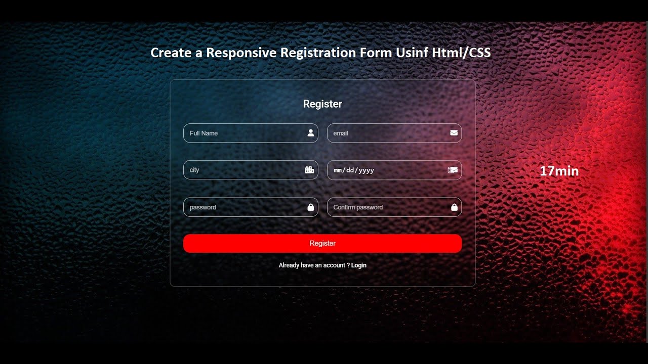 Responsive Registration Form - YouTube