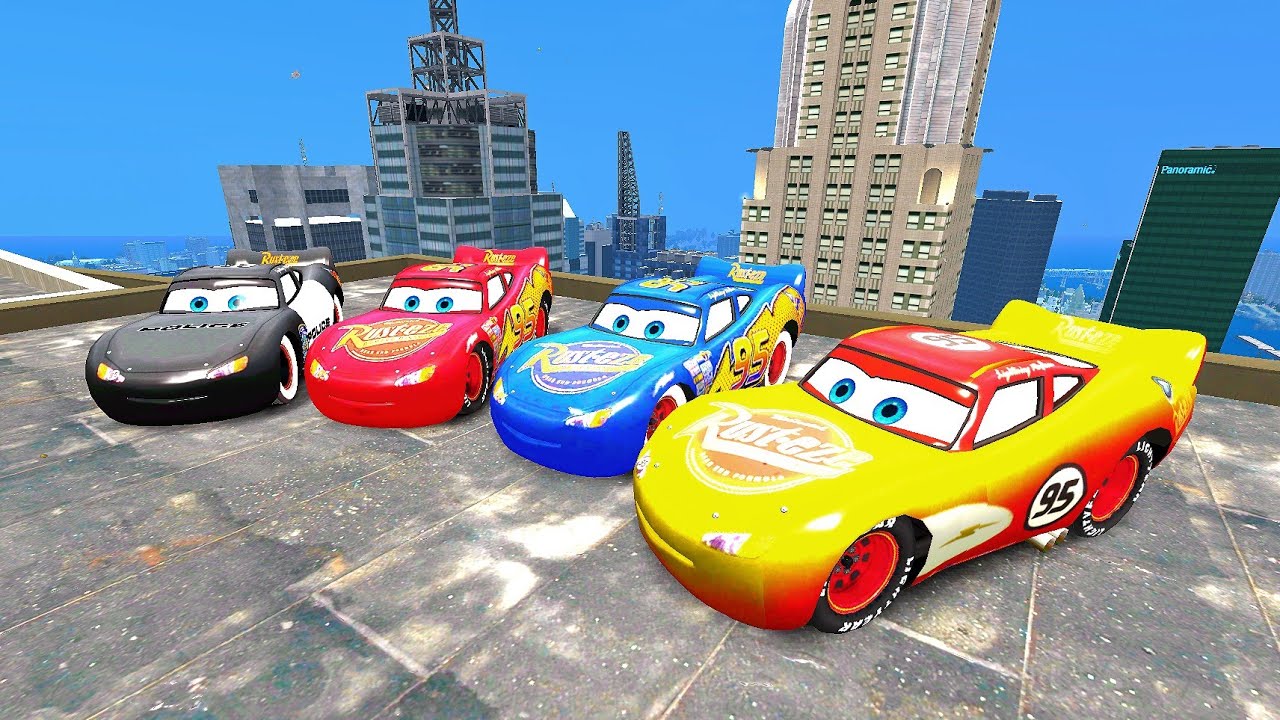 GTA 4 McQueen Red, Blue And Dualtone And Police McQueens Crash Testing ...