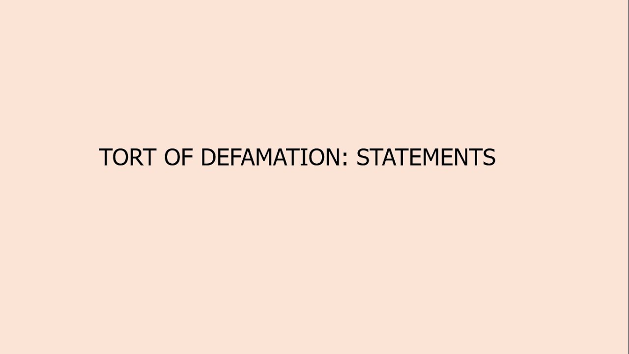 Defamation: Statements - YouTube