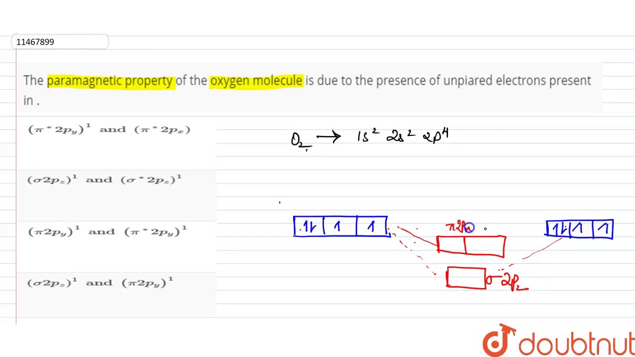 The paramagnetic property of the oxygen molecule is due to the presence ...