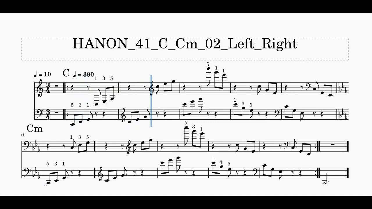 HANON 41 C Cm 02 Left Right T390 - YouTube