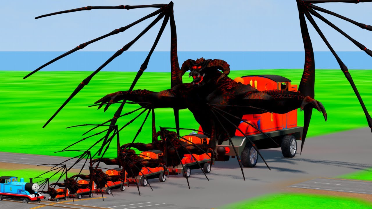 Big & Small Devil Bat Vs Thomas Train The Tank Engine Vs Car Vs Portl ...