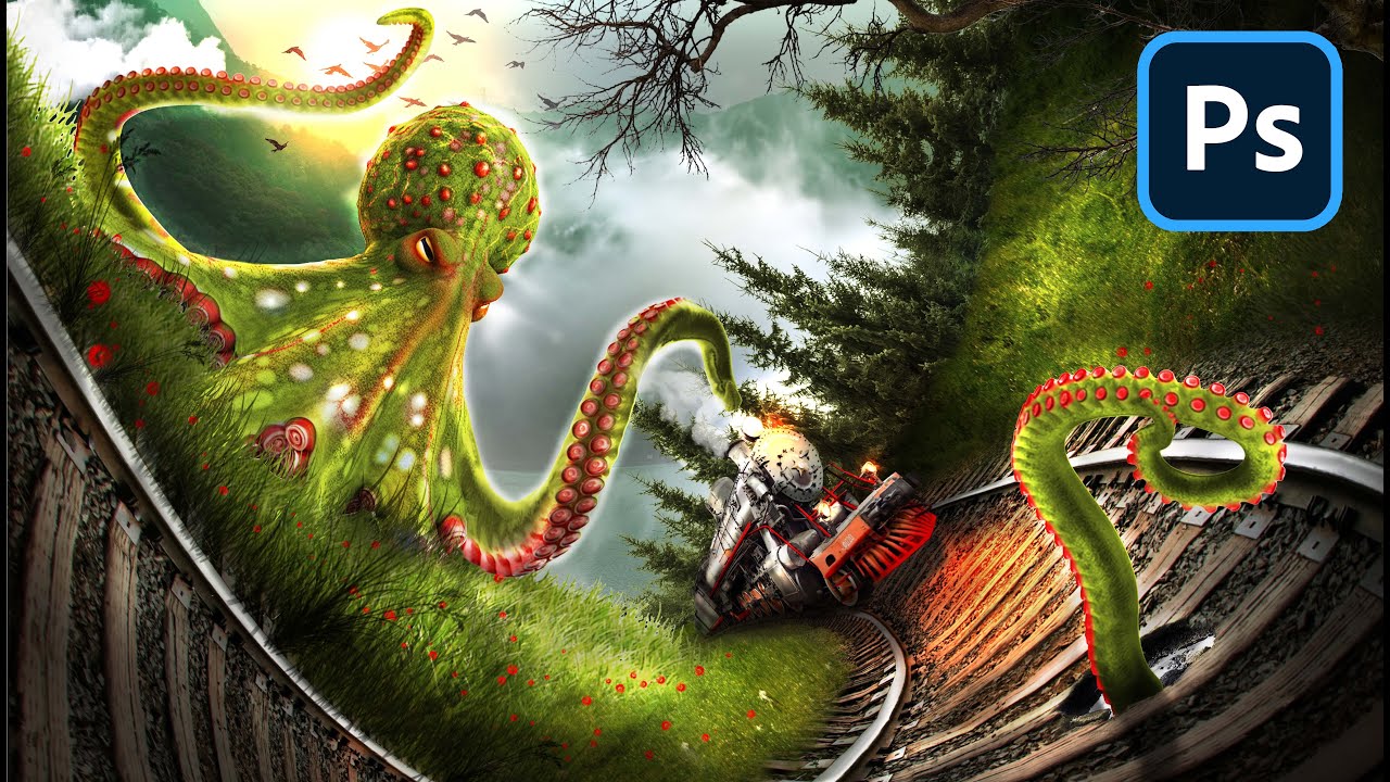 giant octopus | photoshop manipulation | speed art tutorial - YouTube