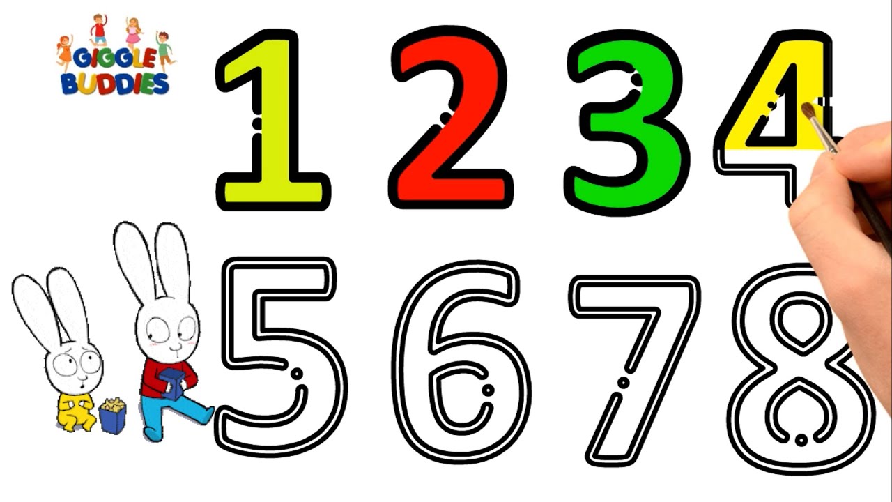 How to Draw Basic Numbers for Kids ? | How to draw Number 1 to 8 ...