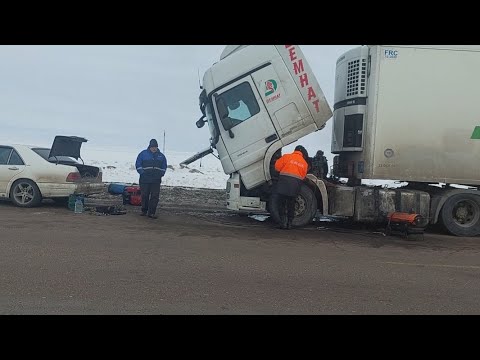 KAZAKİSTAN'da BİZİM BİR ARAÇ DONDU  -30🇰🇿🐎