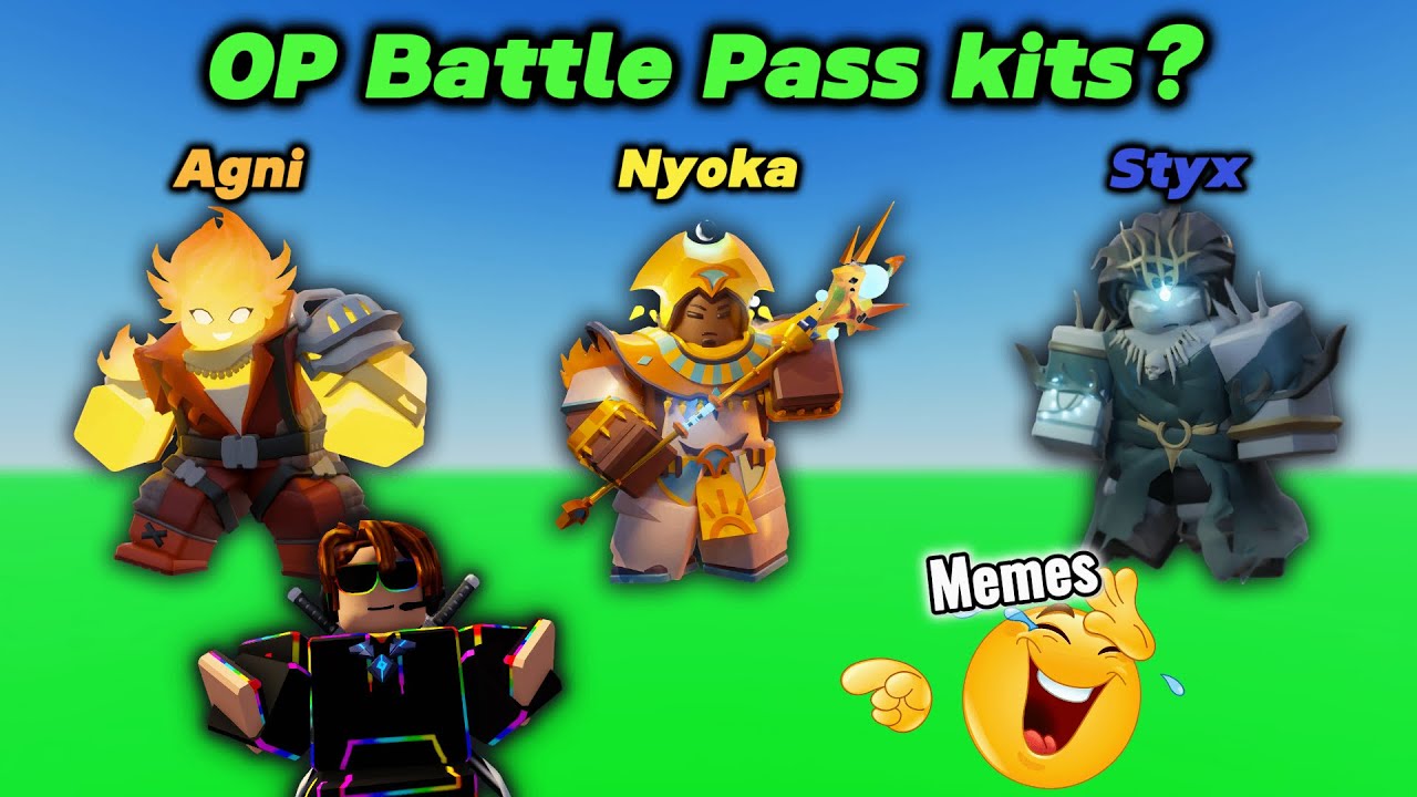 I used 3 of the Battle Pass kits for the FIRST TIME in Roblox Bedwars ...