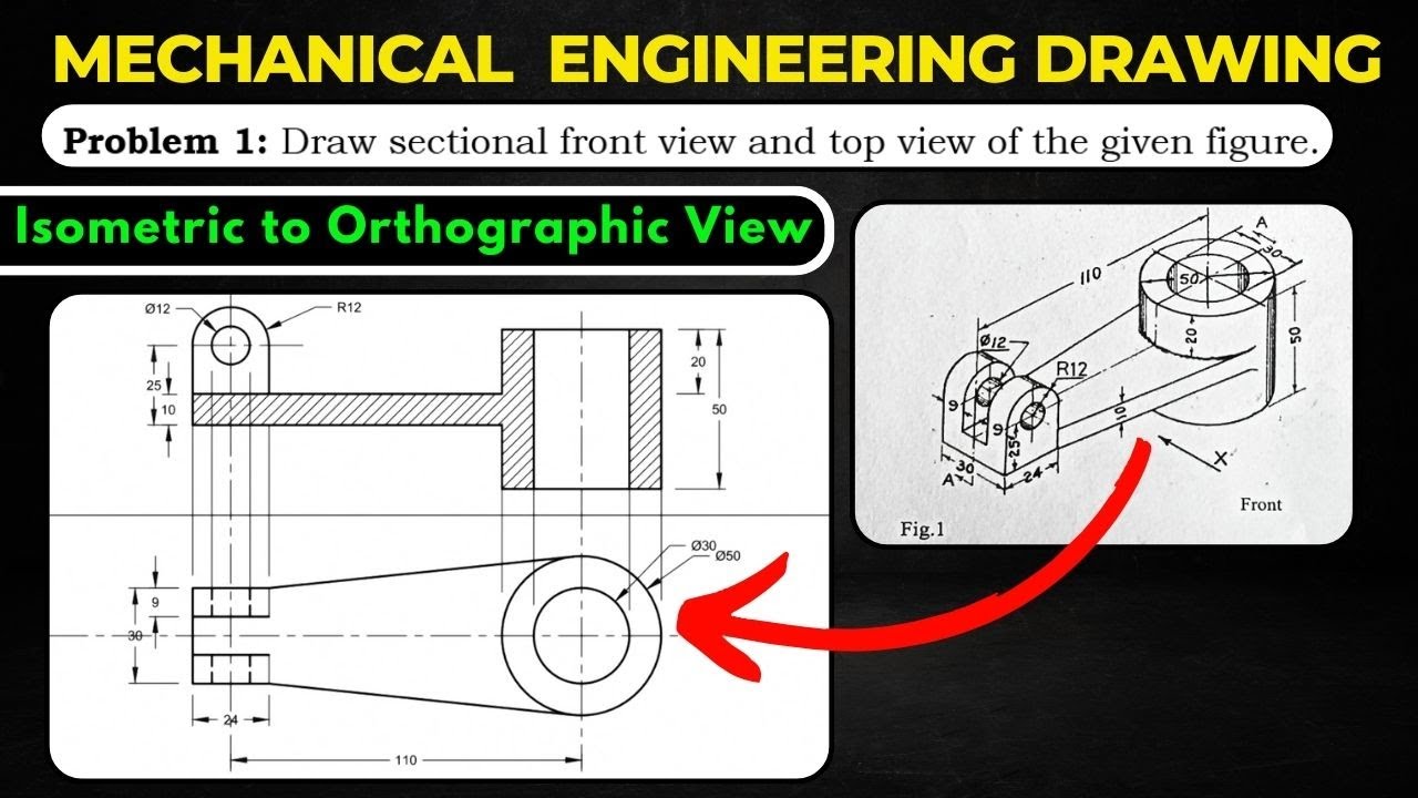 Problem 1 | Conversion of Isometric to Orthographic View | Mechanical ...