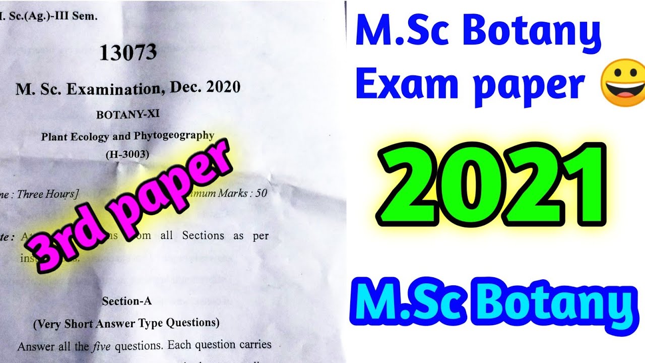 M.Sc Botany third semester Exam paper 2021|| M.Sc Botany Exam paper ...
