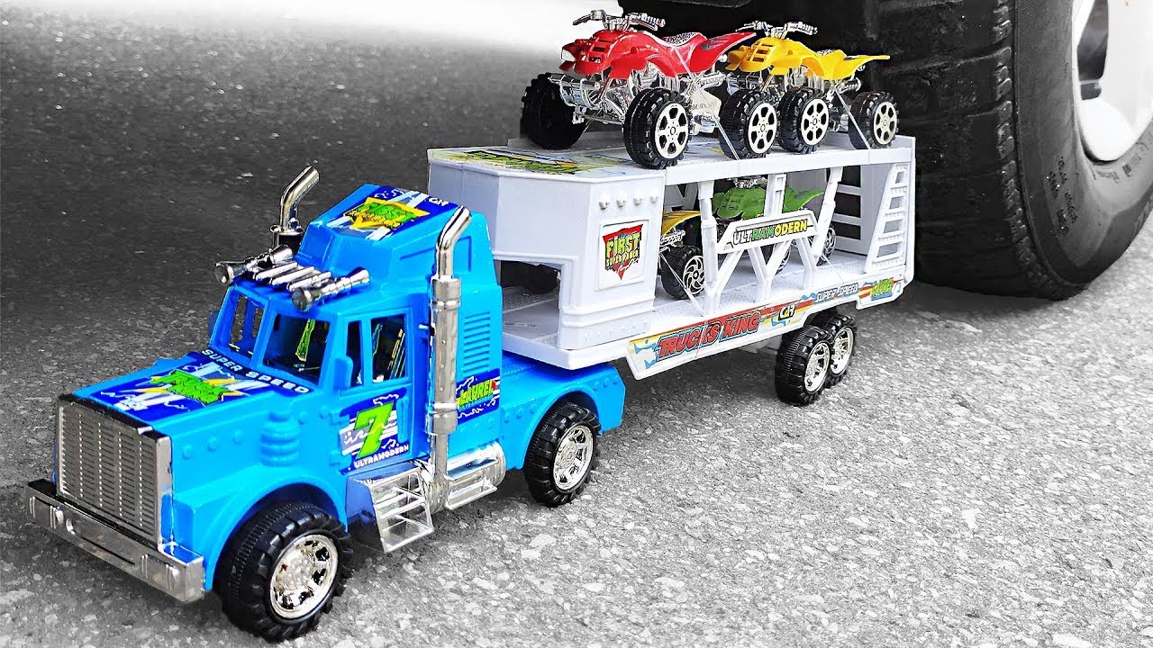 Experiment Car Crush Crunchy Stuffs Truck Balloon Cake Coke Toys milk ...