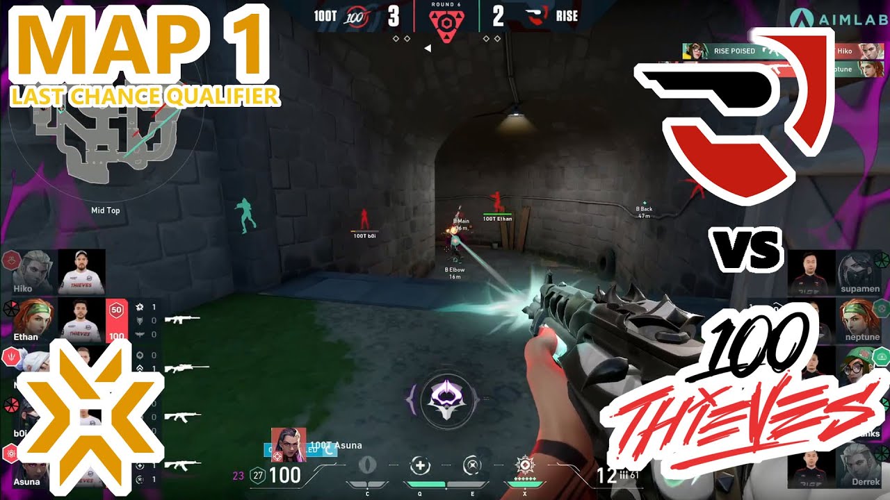 CRAZY ! 100 Thieves VS Rise Map 1 - Highlights VODS - VCT 2021: NA LCQ ...