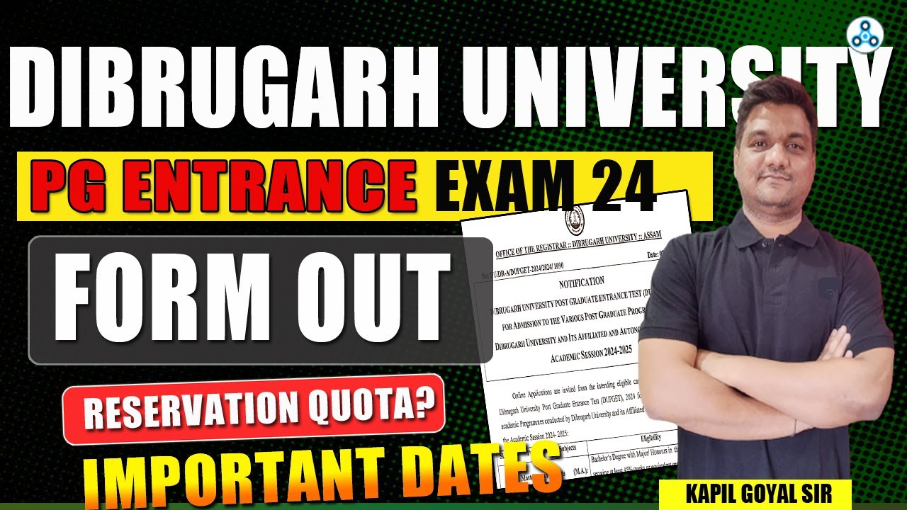 Dibrugarh university pg entrance 2024 | Dibrugarh university form fill ...