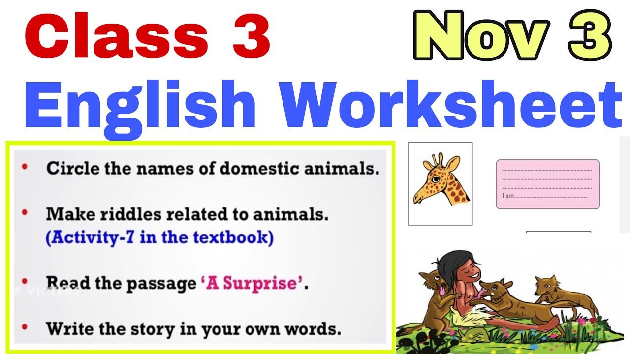 Class 3 English worksheet Nov 3/3rd std English Worksheet 3/11/20 ...