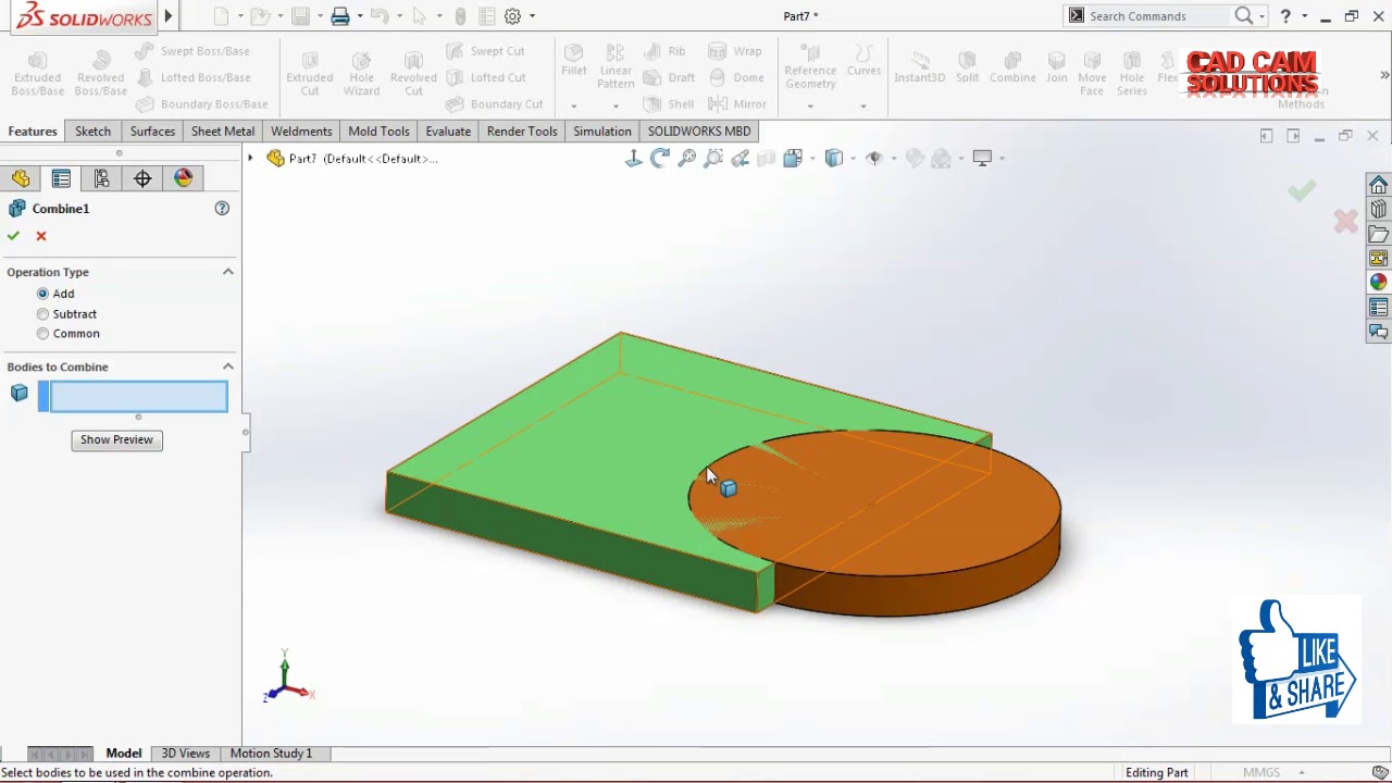 #SolidWorks #Combine Feature - YouTube