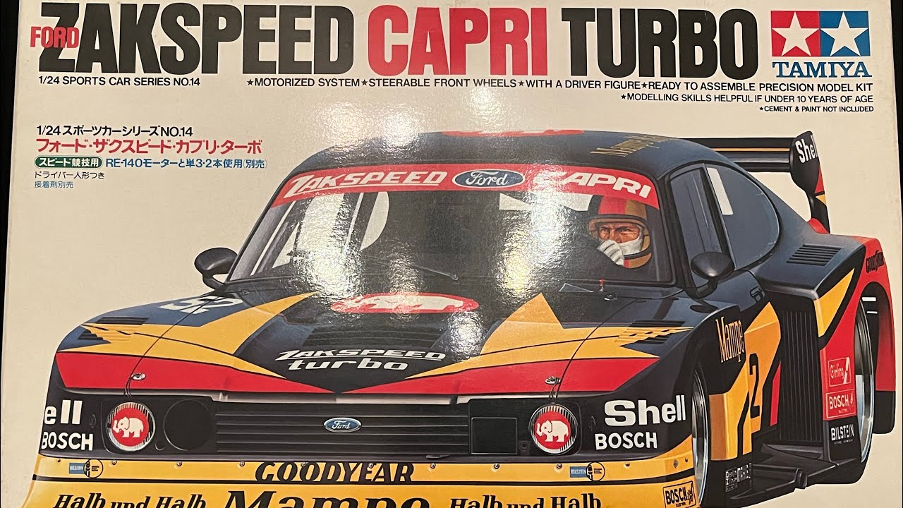 Tamiya zakspeed ford capri turbo 1/24 model kit, unboxing pre build ...