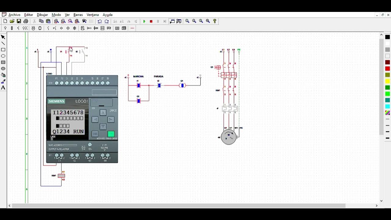 CADe SIMU ARRANQUE DIRECTO CON PLC - GRUPO1 - YouTube