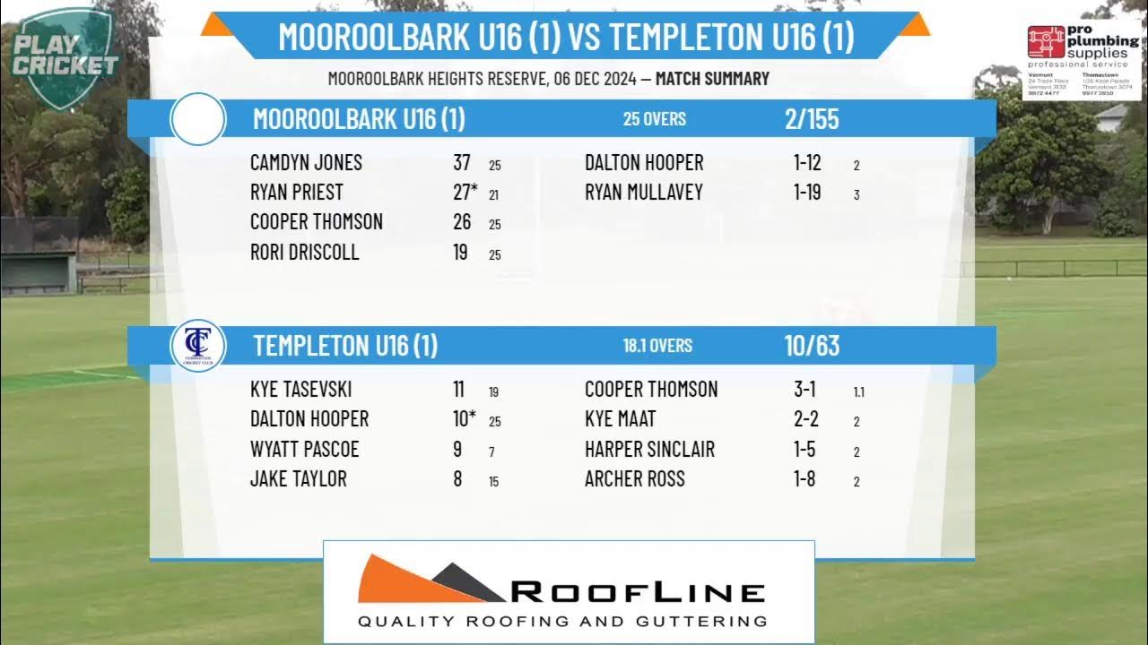 Mooroolbark U16 (1) v Templeton U16 (1) - YouTube