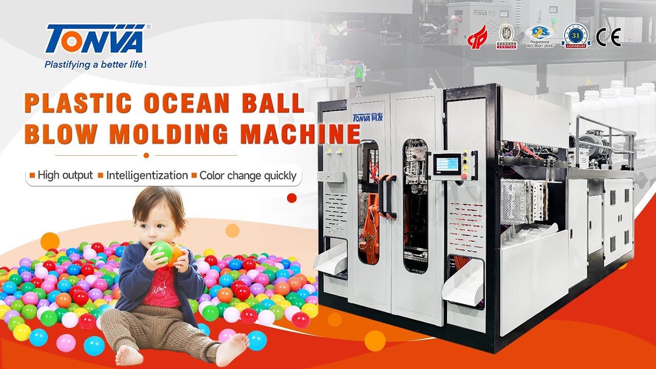 plastic ocean ball blow molding machine making kids toy - YouTube