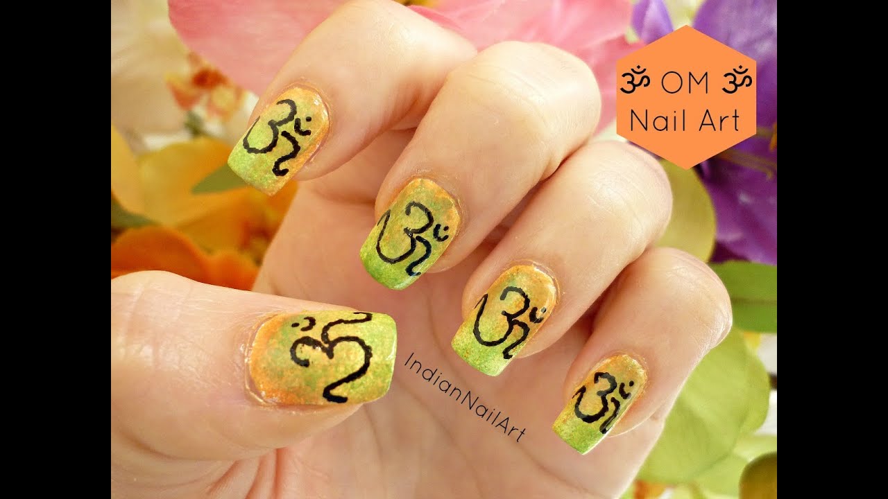 OM Meditation Nail Art | ॐ नेल आर्ट कैसे करें IndianNailArt - YouTube