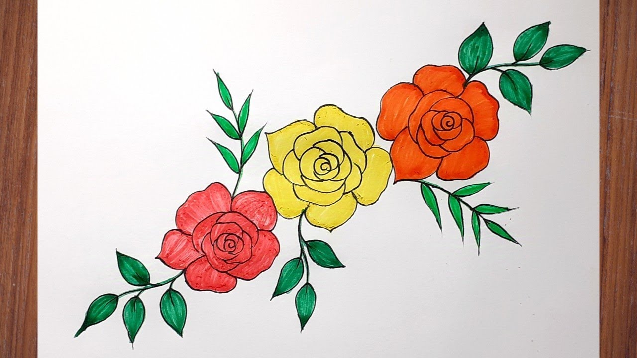 Color Art |Easy Drawing | Color Flower Drawing | Flower Drawing ...