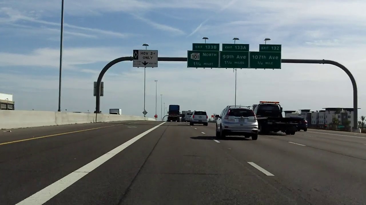 Papago Freeway (Interstate 10 Exits 129 to 134) eastbound - YouTube