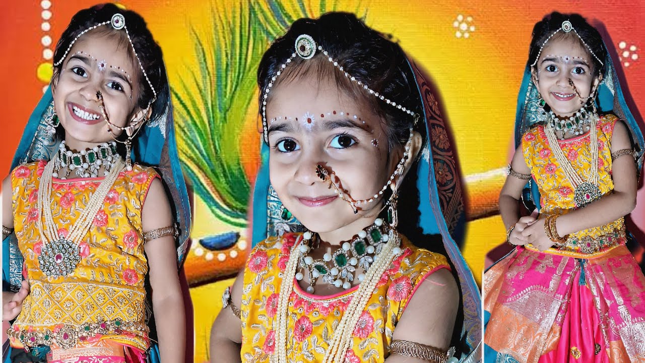 Radha Getup For Girl | Radha Makeup For Baby Girl | Radha Rani Ka Getup ...