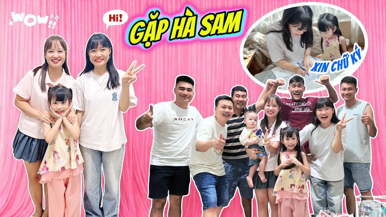 Lần Đầu Gặp Hà Sam - MiMi, Mẹ Huế, Bố Hoàng, MiLo Xin Chữ Ký Và Chụp ...