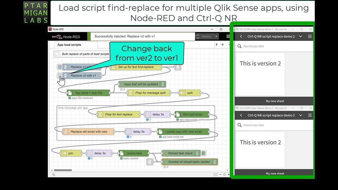 Find & replace for Qlik Sense load scripts using Ctrl-Q NR and Node-RED - YouTube