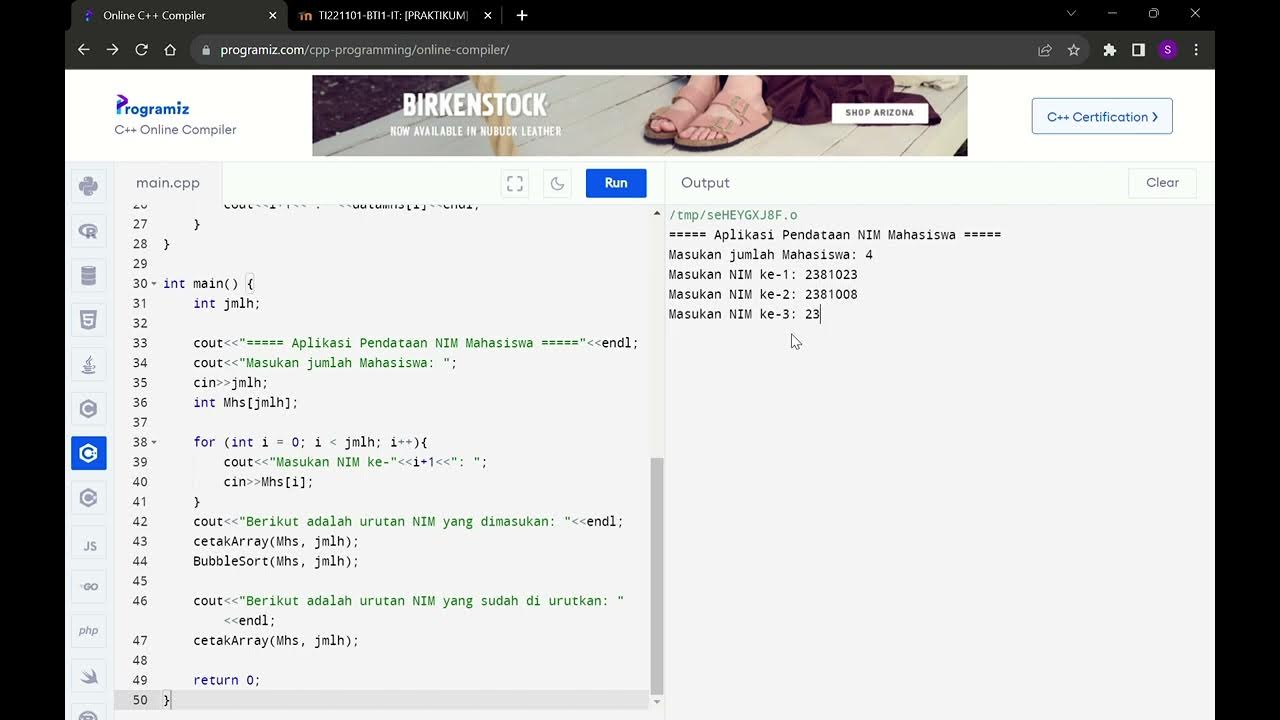 [PRAKTIKUM] Bubble Sort + Pointer - YouTube