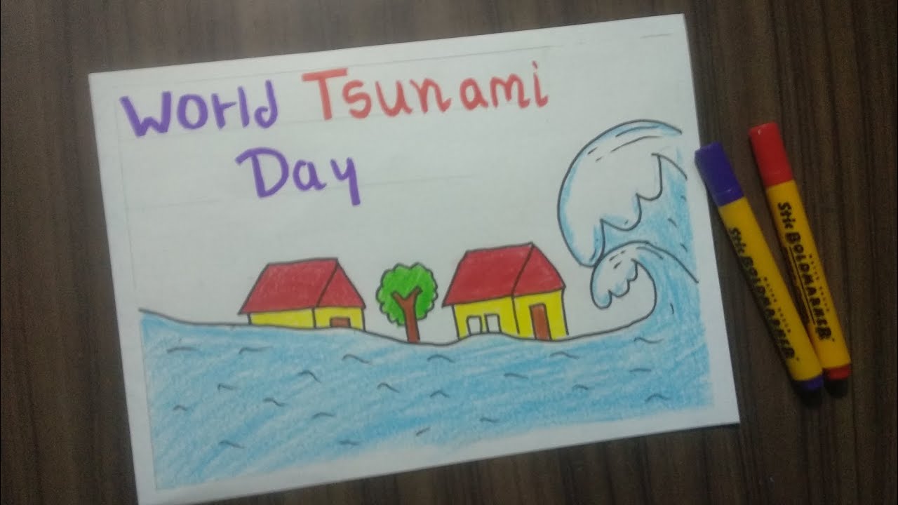 World Tsunami Day Poster | Drawing & Painting On Tsunami Day | Easy ...