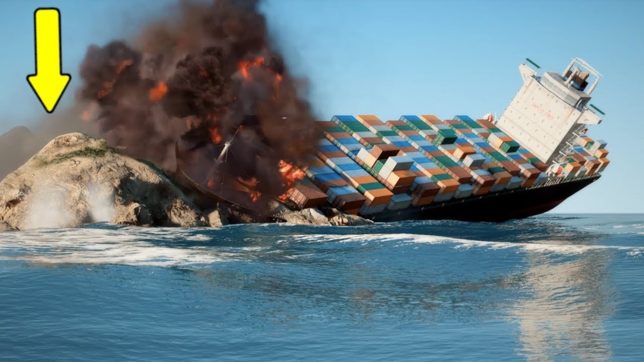 Biggest Ship Crashes into Rock and Crew Saved by Coast Guard in gta 5 ...