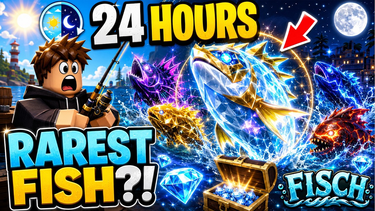 I Played Roblox FISCH for 24 HOURS and Found the RAREST ITEM EVER 💎 ...