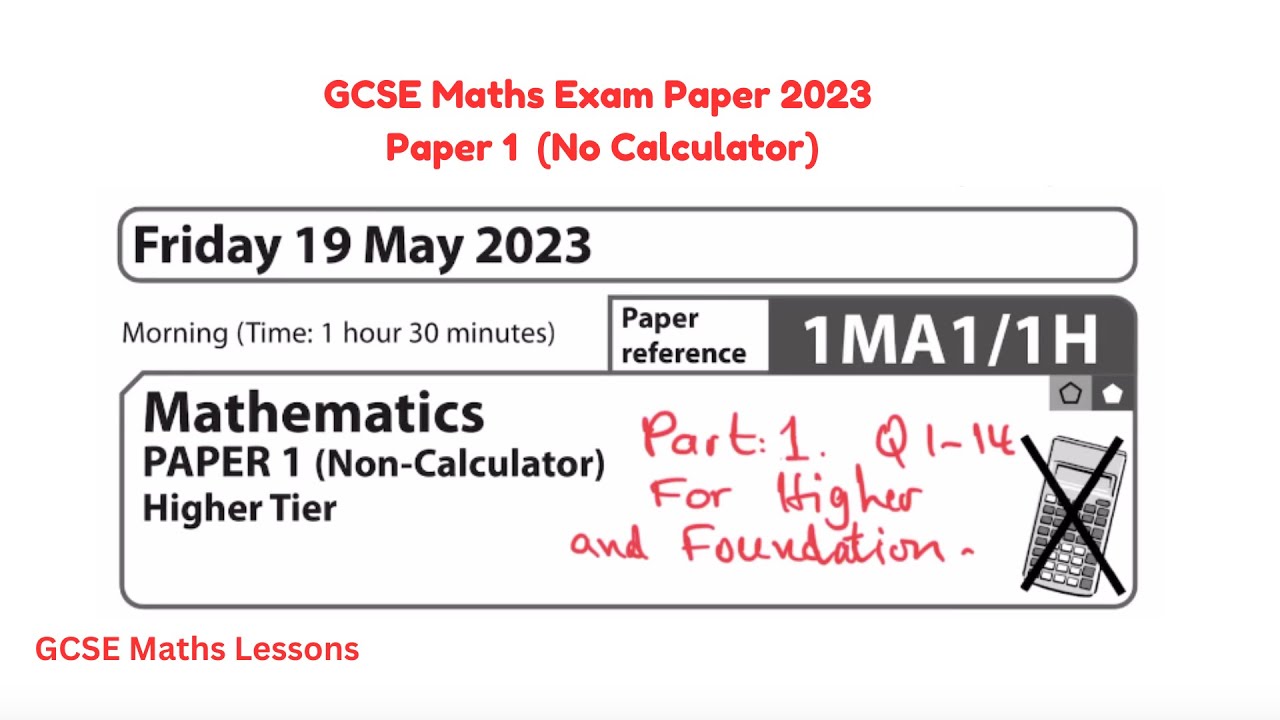 GCSE Maths Exam Paper 2023 / Paper 1 / No Calculator - YouTube