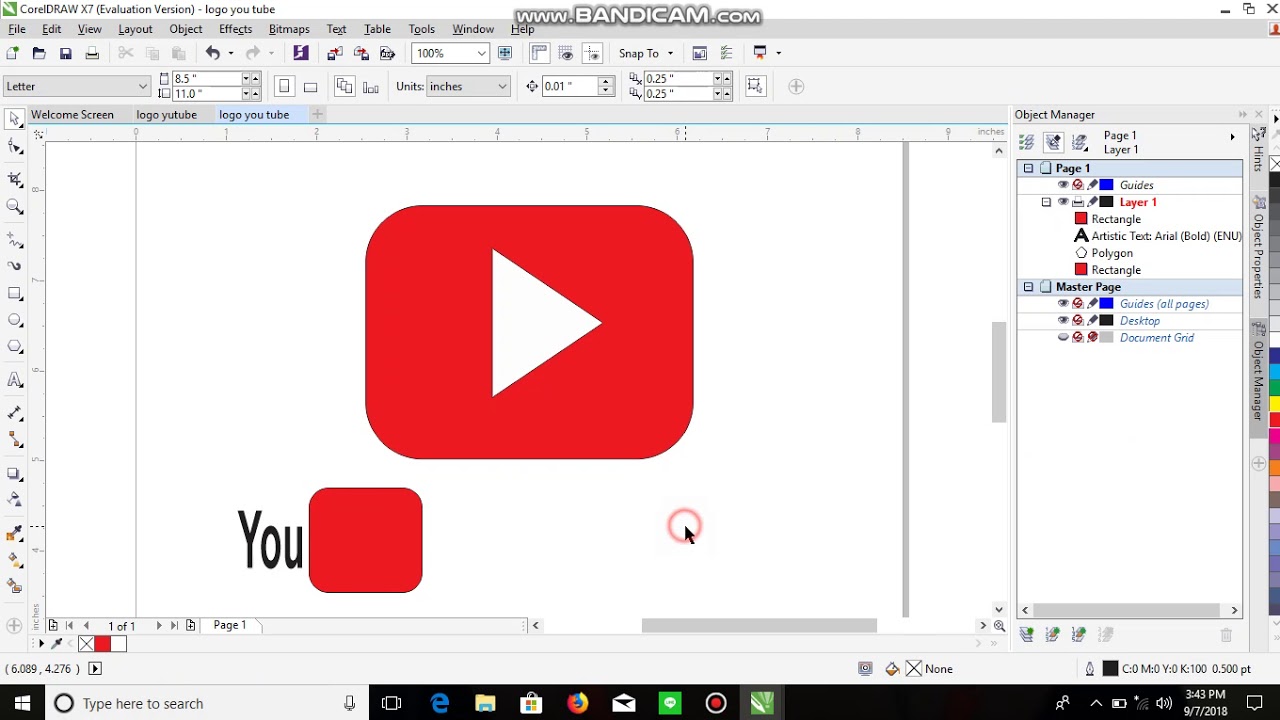 tutorial cara pembuatan logo youtube dengan menggunakan corel draw ...